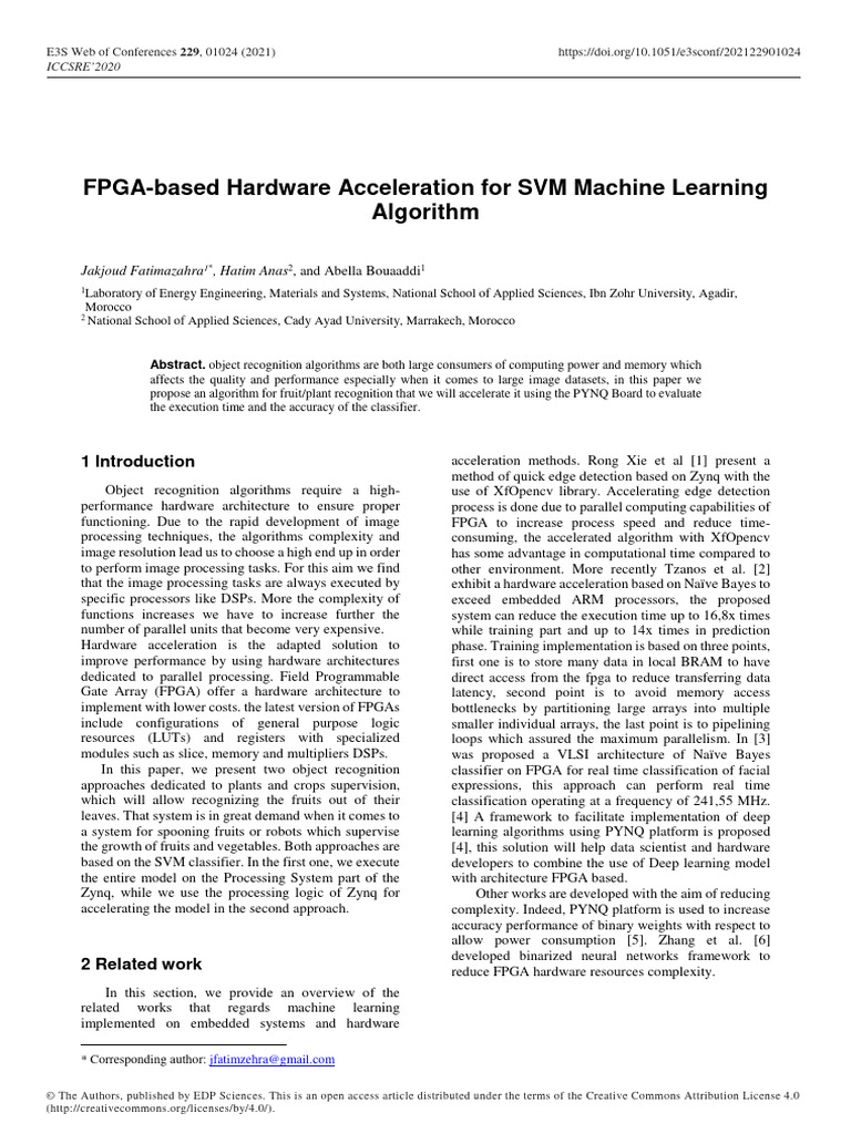 FPGA-based Hardware Acceleration For SVM Machine Learning | PDF | Field ...
