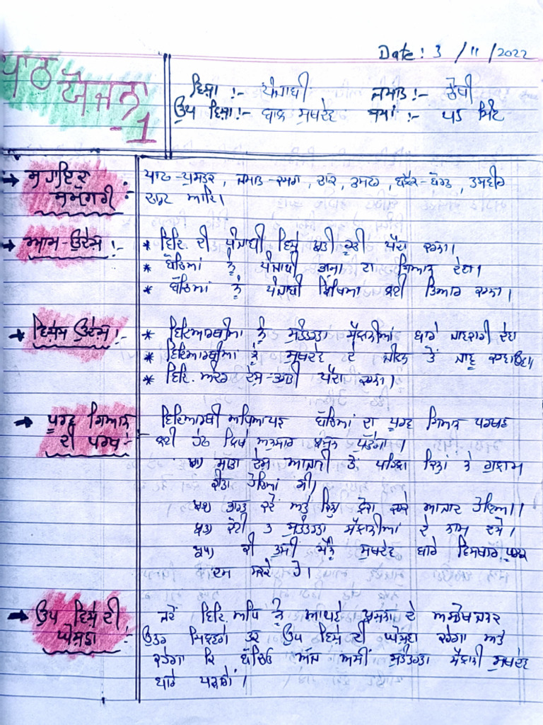 Punjabi Lesson Plan MiE | PDF