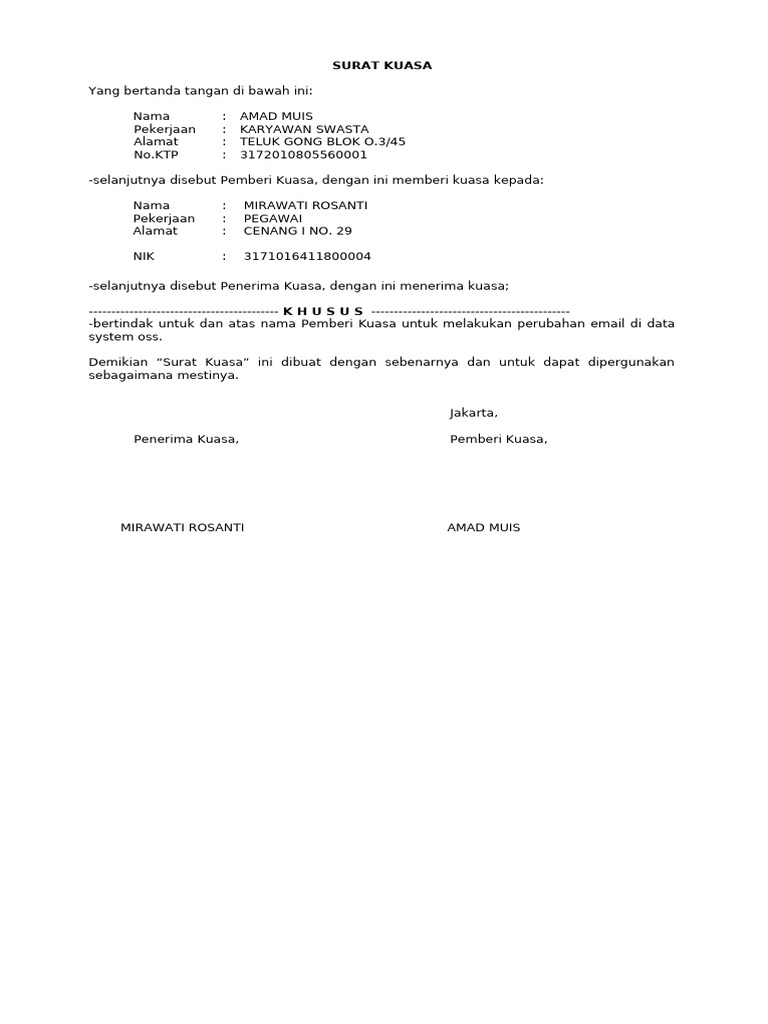 Surat Kuasa Roya | PDF