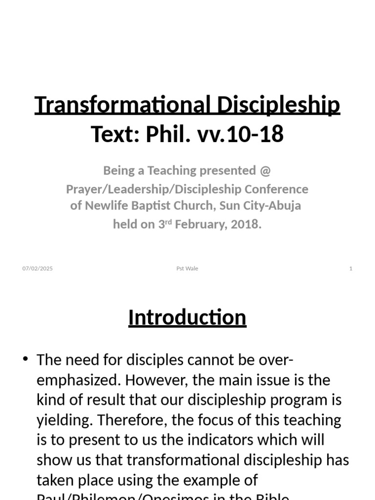 Transformational Discipleship | PDF | Disciple (Christianity) | Theology