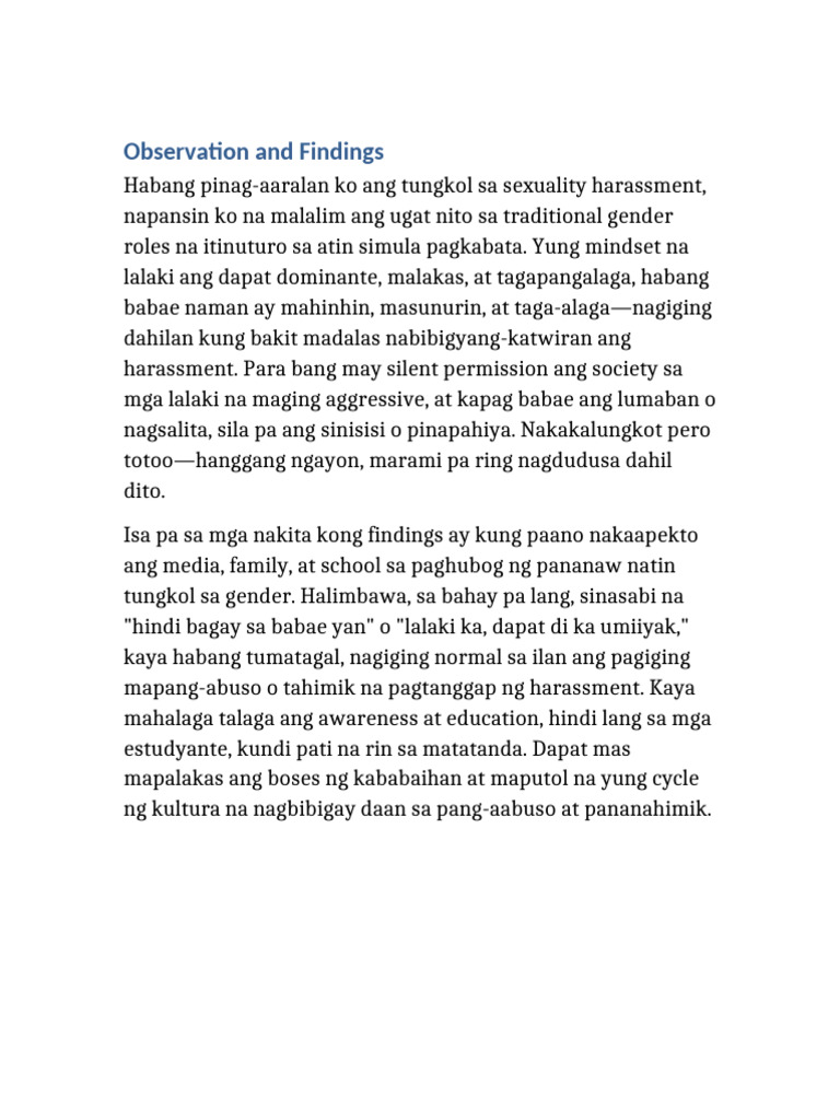 Observation and Findings | PDF