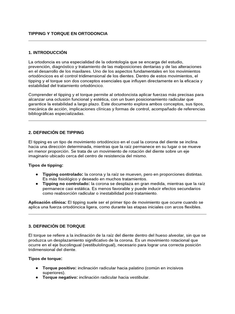 Tipping y Torque en Ortodoncia | PDF | Especialidades Medicas | Ramas ...