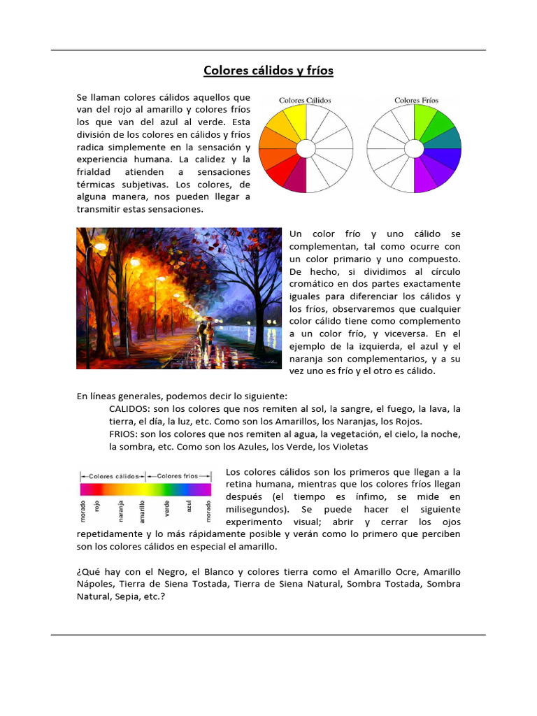 Colores Cálidos y Fríos: Guía Esencial | PDF | Color | Amarillo