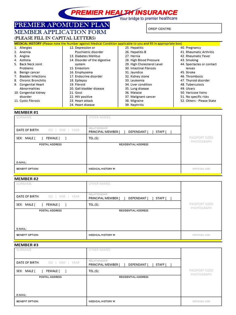 Premier Apomuden Member Application Form | PDF | Hepatitis | Cancer