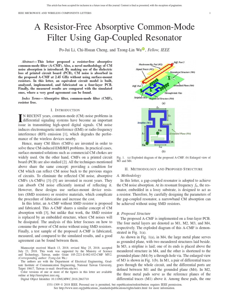 Resistor-Free Common-Mode Filter Design | PDF | Electromagnetic ...