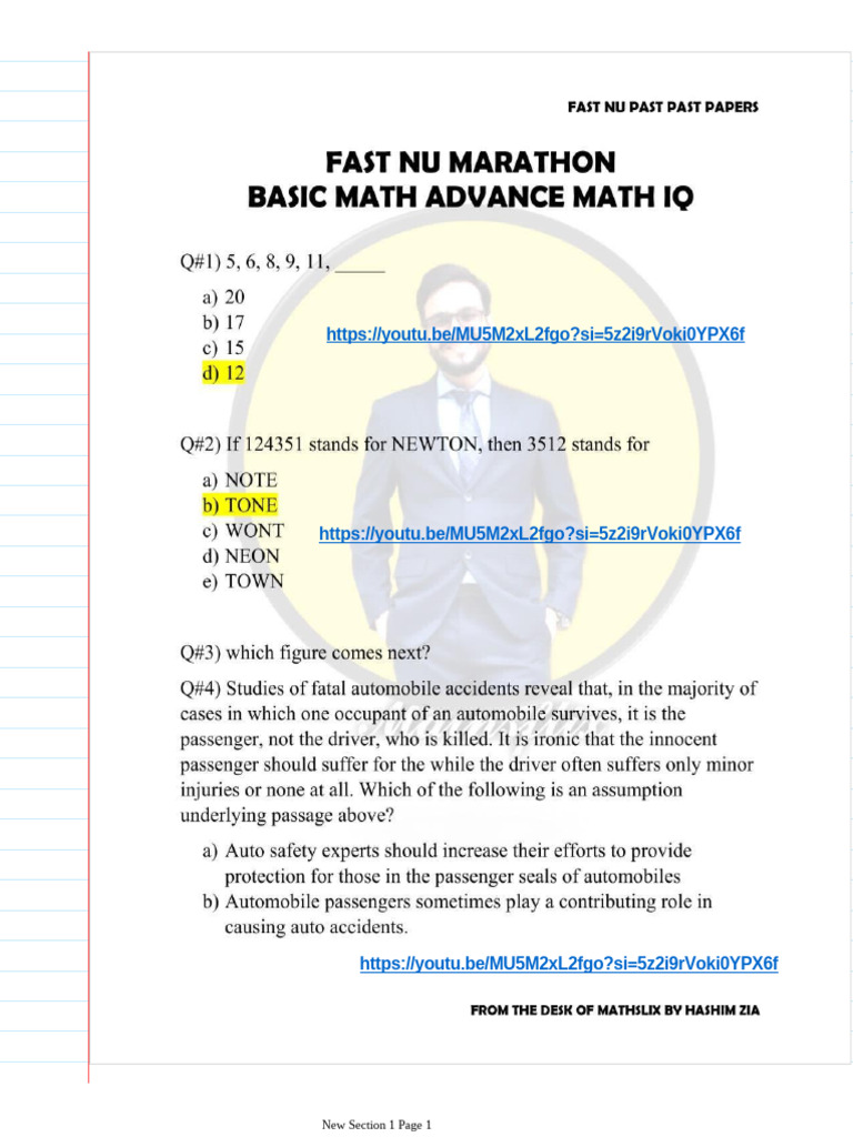 Fast Past Papers 01 Unsolved | PDF