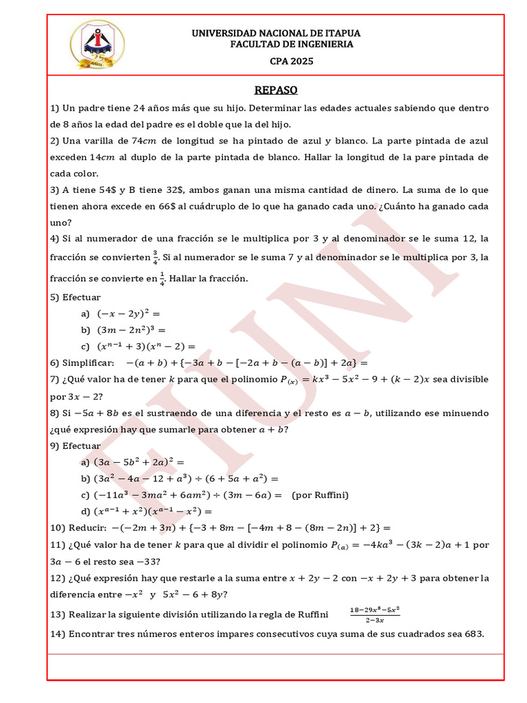 Repaso 2 | PDF | Sustracción | Números