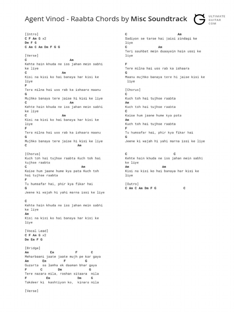 Agent Vinod - Raabta Chords | PDF