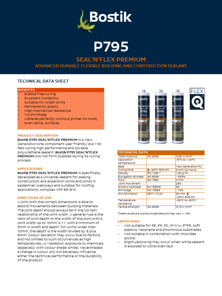 Bostik Tds p795 Seal'n'Flex Premium | PDF | Building Materials ...
