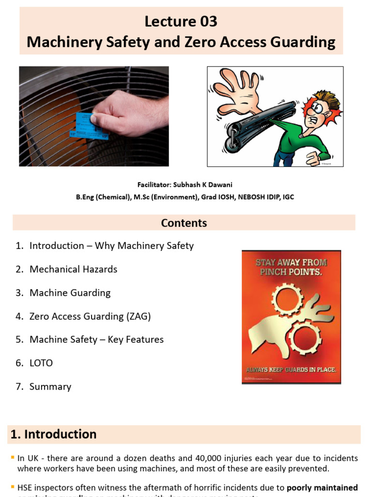 OHS Lecture 3 - Machinery Safety & Zero Access Guarding | PDF ...