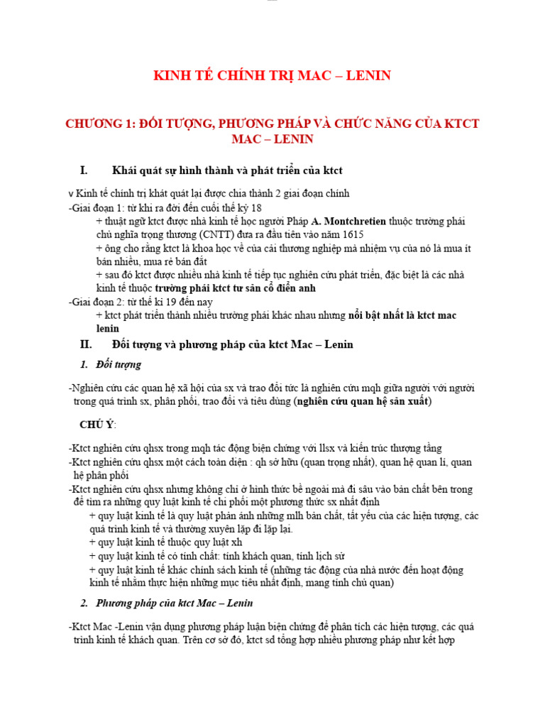 Doi Tuong Phuong Phap Va Chuc Nang Cua Kinh Te Chinh Tri Mac Lenin Ly 111385 | PDF