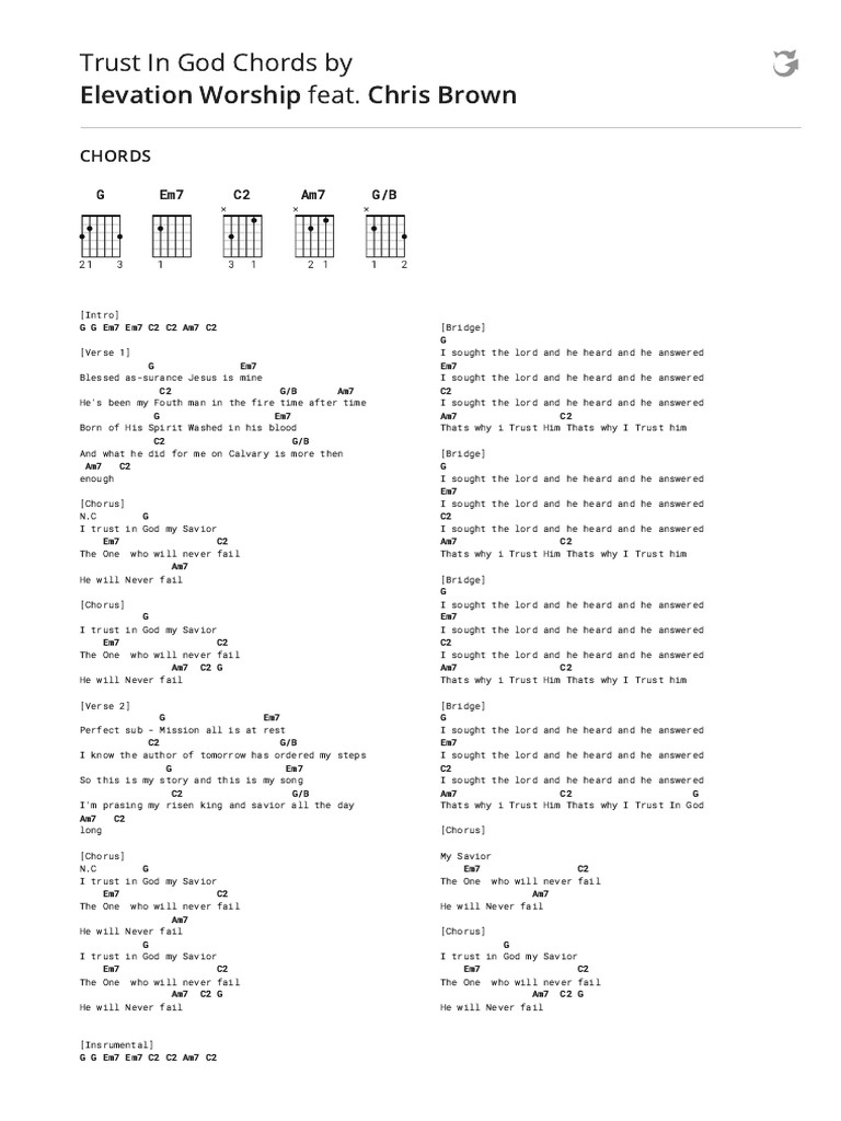 Trust in God Chords (Ver 3) by Elevation Worshiptabs at Ultimate Guitar ...