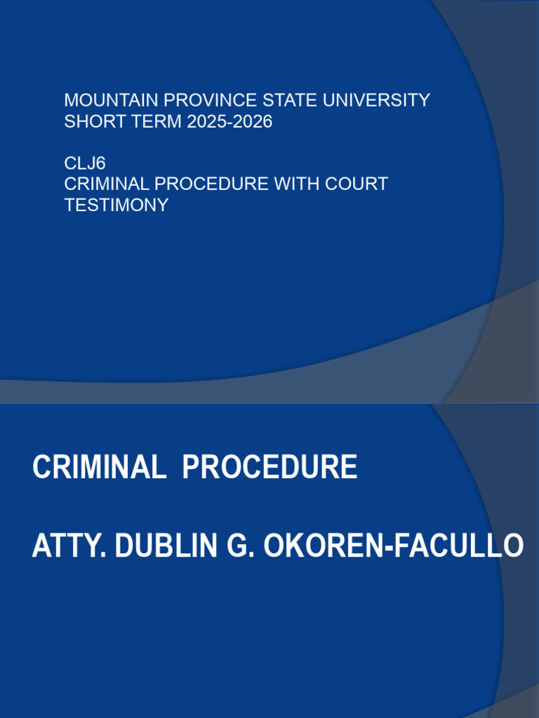 Criminal Procedure Overview and Jurisdiction | PDF | Plea | Arraignment