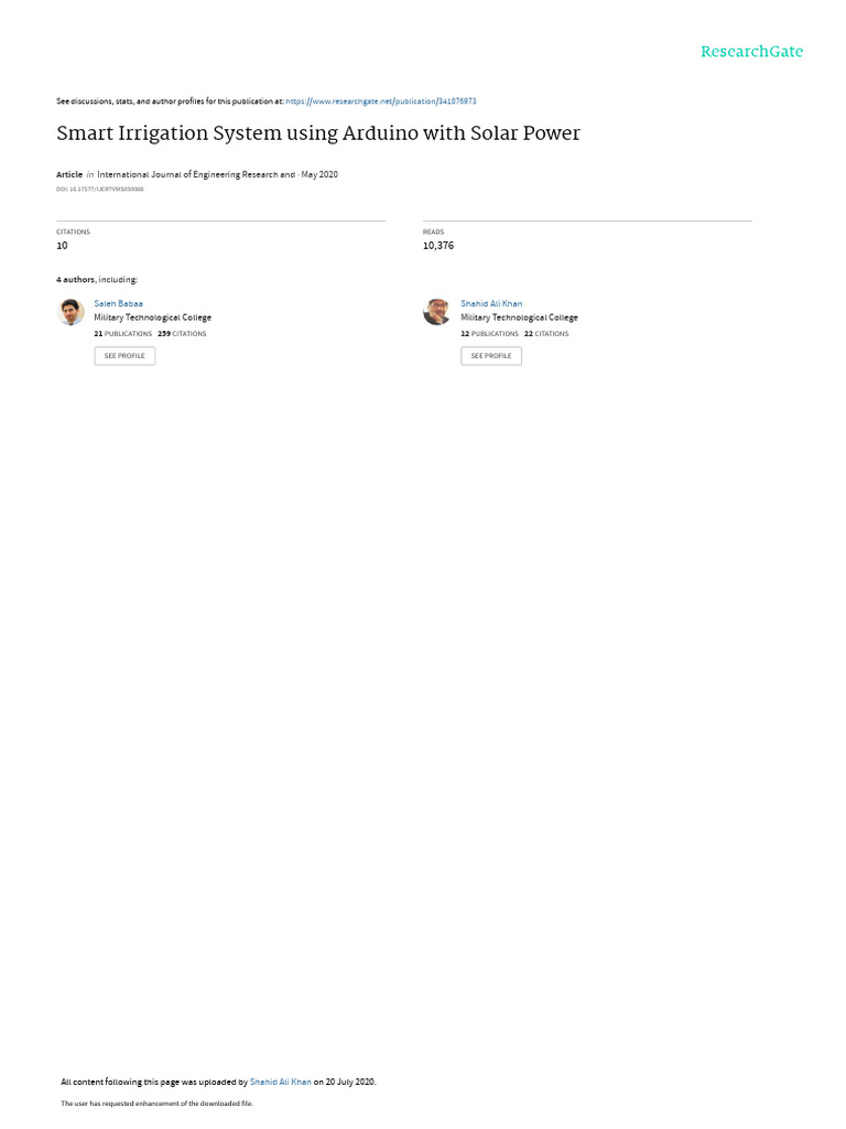 6smart Irrigation System Using Arduino With Solar Power IJERTV9IS050088 ...