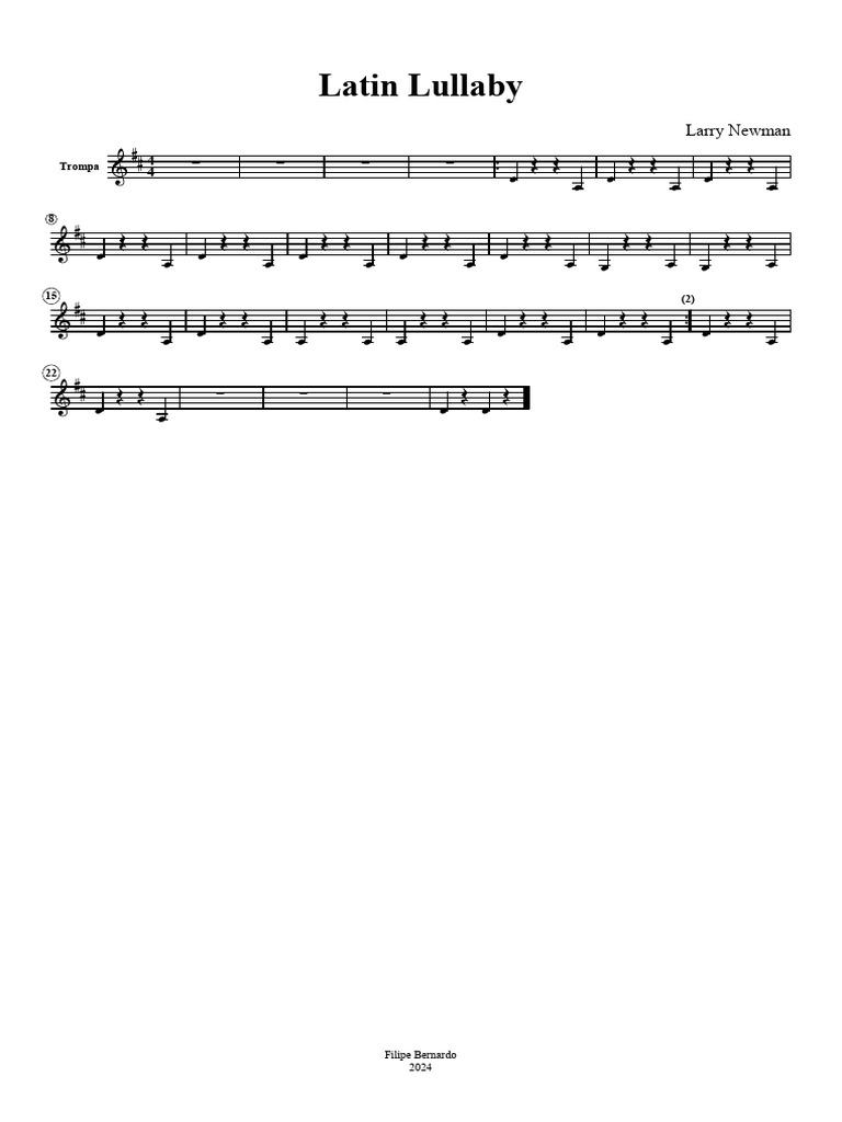 Latin Lullaby Sheet Music for Trompa | PDF