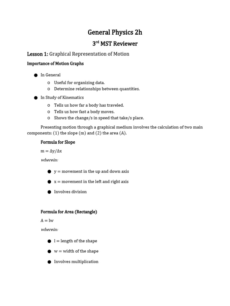 Gen Phys 2 3rd MST Reviewer | PDF | Velocity | Acceleration