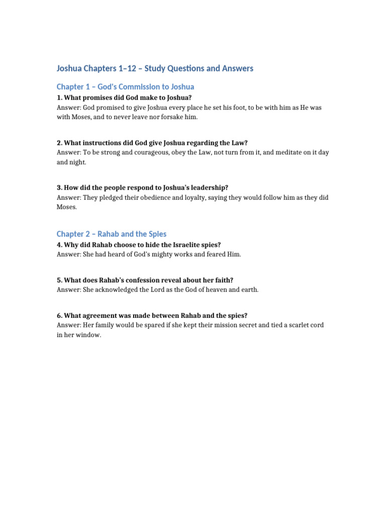 Joshua 1-12 SET A | PDF