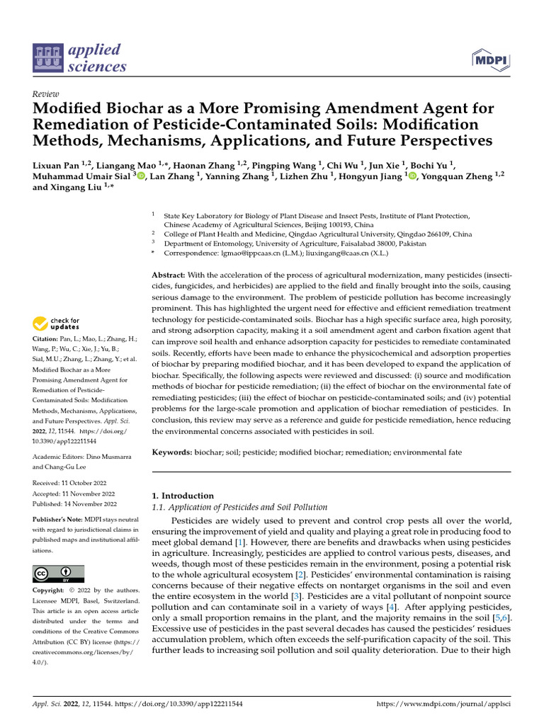 Modified Biochar As A More Promising Amendment Age | PDF | Environmental Remediation | Pesticide