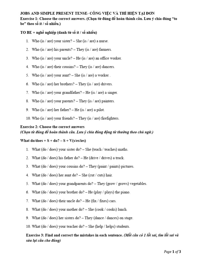 Unit 1 - Jobs and Present Simple Tense 4 | PDF