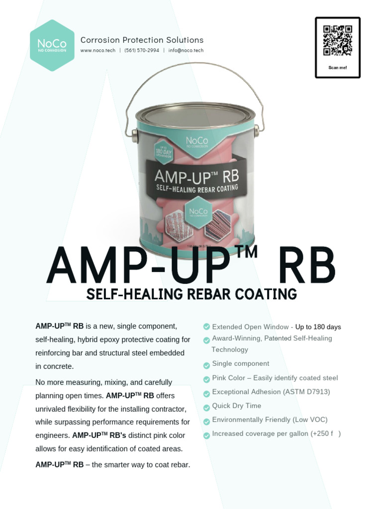 Amp-Up RB Epoxy Coating Rebar Protection | PDF | Corrosion | Concrete