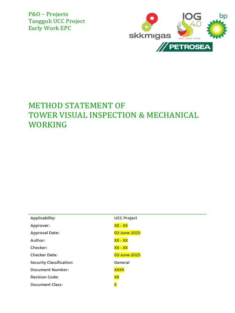 Tangguh UCC Project: Inspection Method | PDF | Personal Protective ...