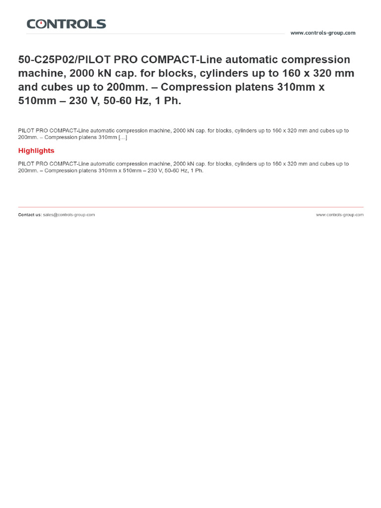 Pilot Pro Compact Line Automatic Compression Machine 2000 KN Cap For ...