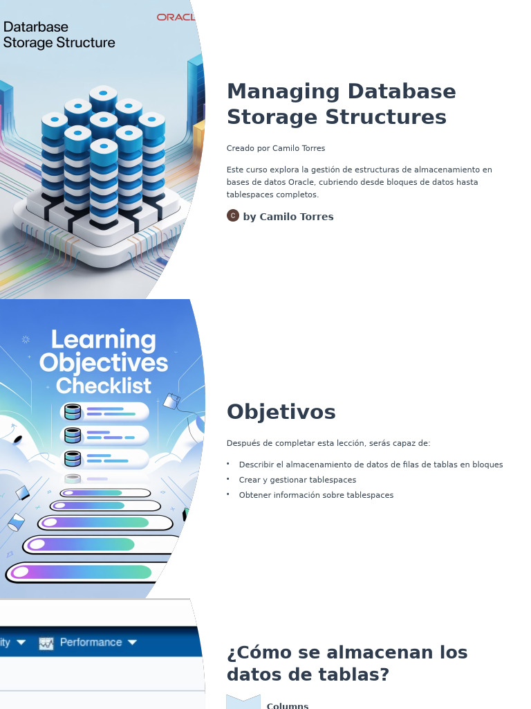 Managing-Database-Storage-Structures in Oracle | PDF | Bases de datos | SQL