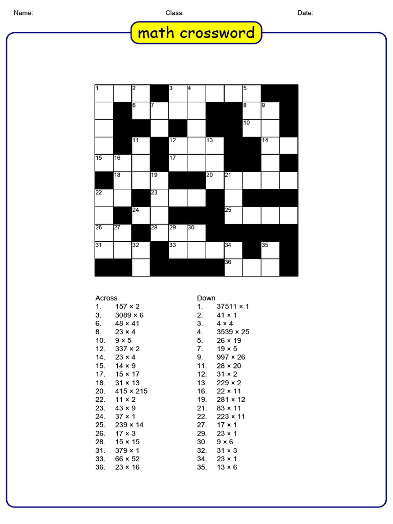 Math Crossword Puzzle | PDF | Chess Theory | Chess