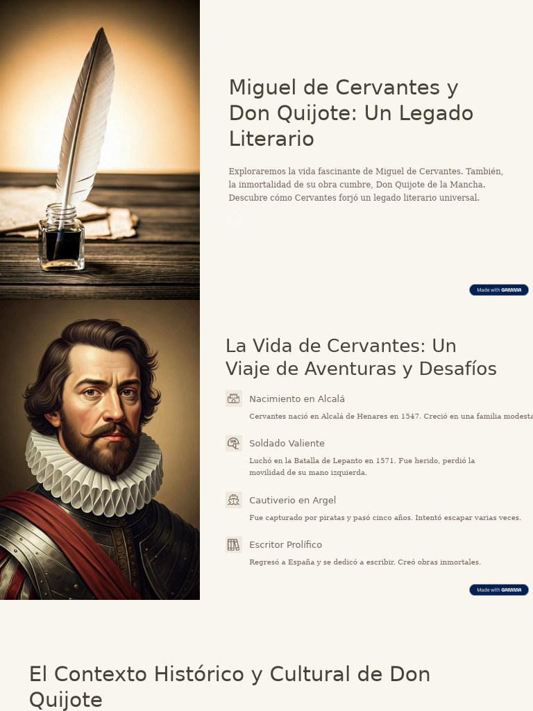 Cervantes y Don Quijote: Legado Literario | PDF | Don Quijote | Miguel ...