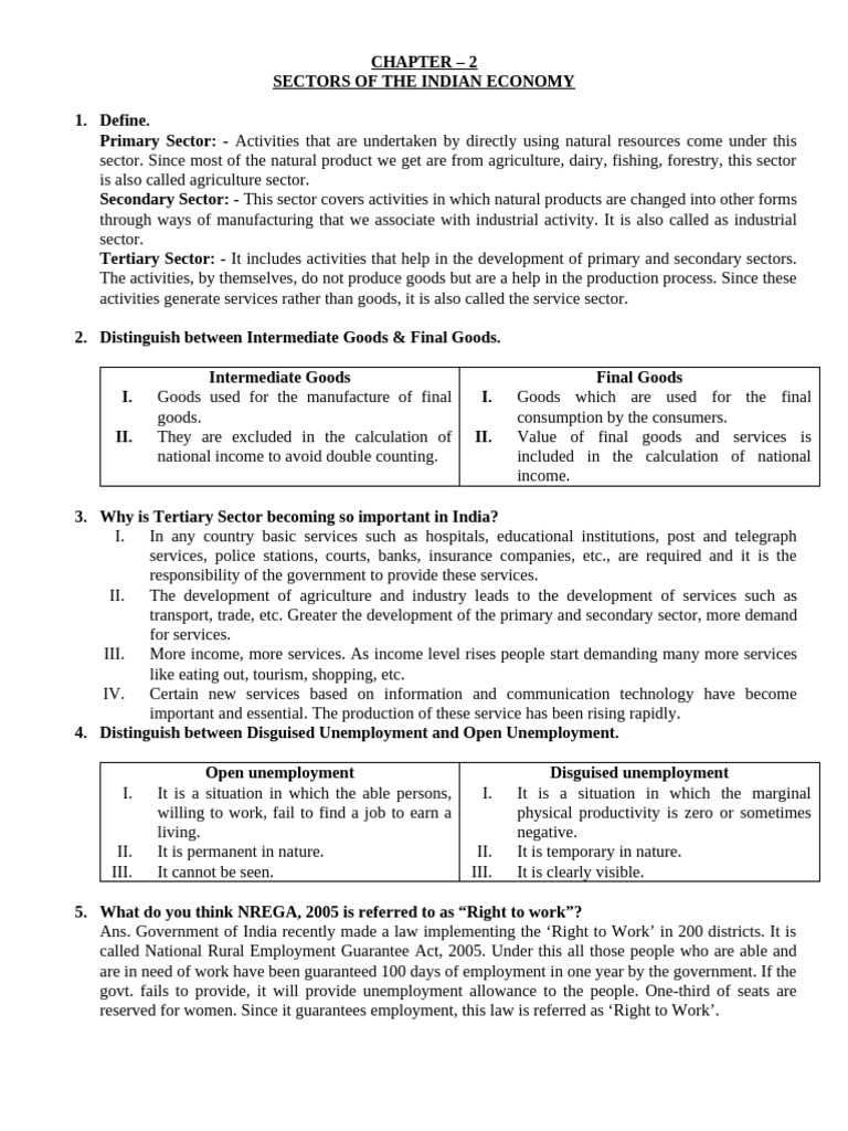 Sectors of the Indian Economy Explained | PDF | Employment | Goods