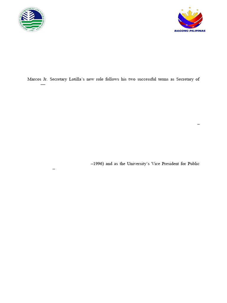 Profile of DENR Secretary Raphael PM Lotilla | PDF | Sustainability ...