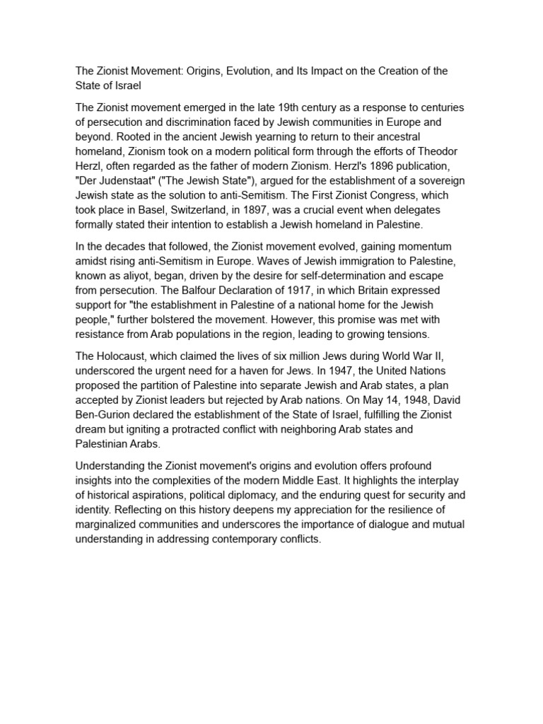 Zionism: Origins and Impact on Israel | PDF | Zionism | Mandatory Palestine