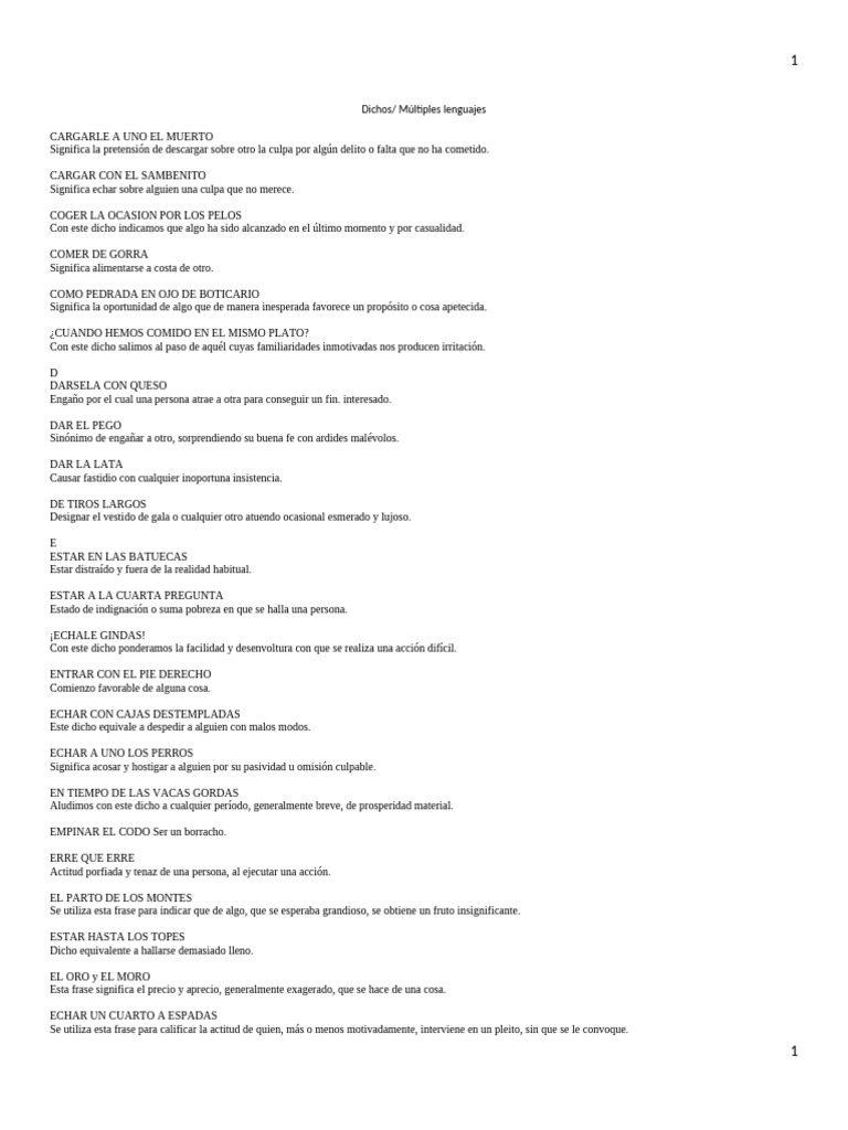 Significado de Dichos Populares | PDF | Amor