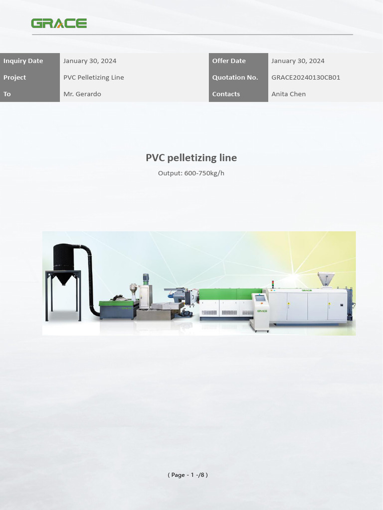 PVC Pelletizing Line Quotation Details | PDF | Pipe (Fluid Conveyance ...