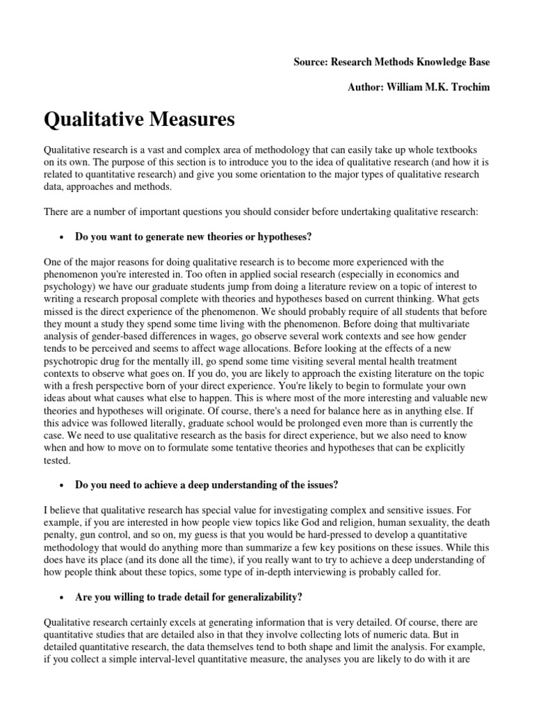 Quantitative and Qualitative Measures Myths of the Culture | PDF ...