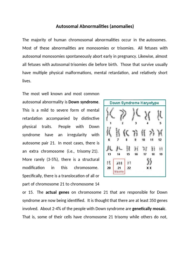 Autosomal Abnormalities (Down's Syndrome) | PDF | Down Syndrome | Sperm