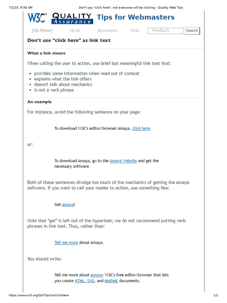 Don't Say - Click Here - Not Everyone Will Be Clicking - Quality Web ...