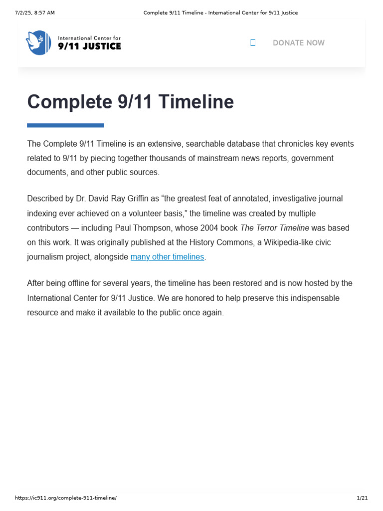 Complete 9/11 Events Timeline | PDF | Hijackers In The September 11 ...