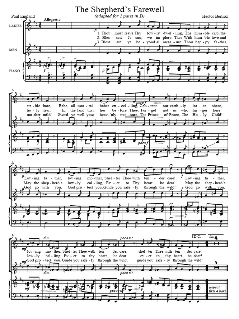 Berlioz Shepherds Farewell D | PDF