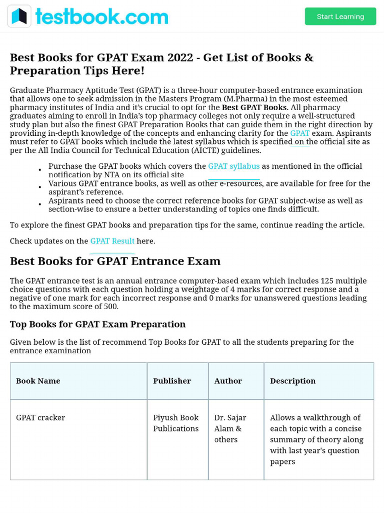 Best Books For GPAT Exam 2022 - Get List of Books & Preparation Tips Here! | PDF