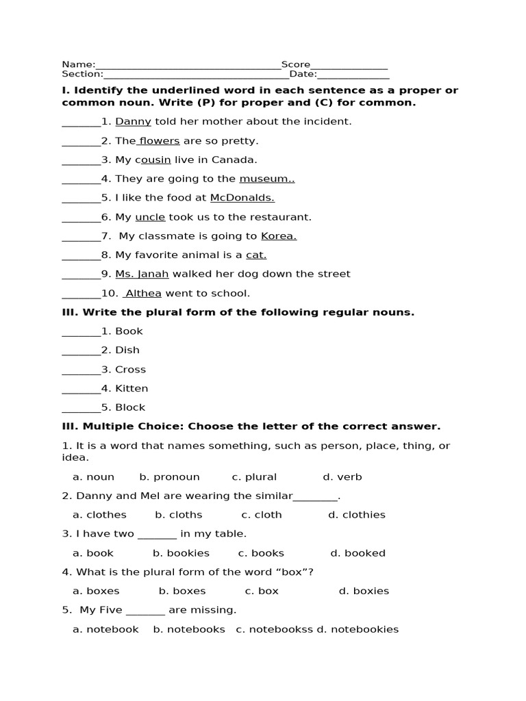 First Mastery Test in English 3 | PDF