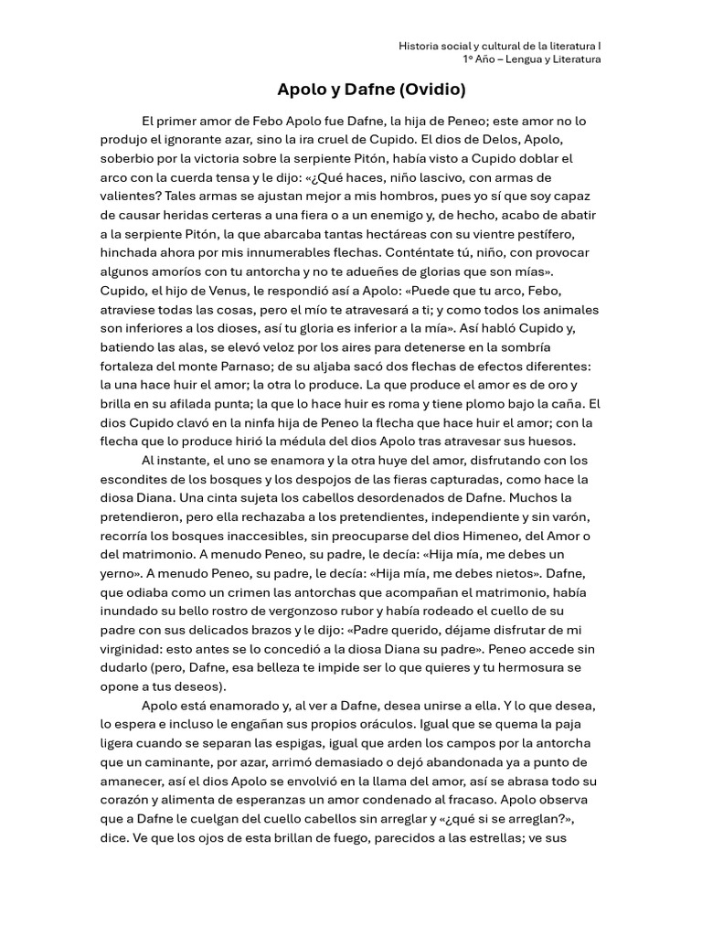 Apolo y Dafne | PDF | Cupido | Amor