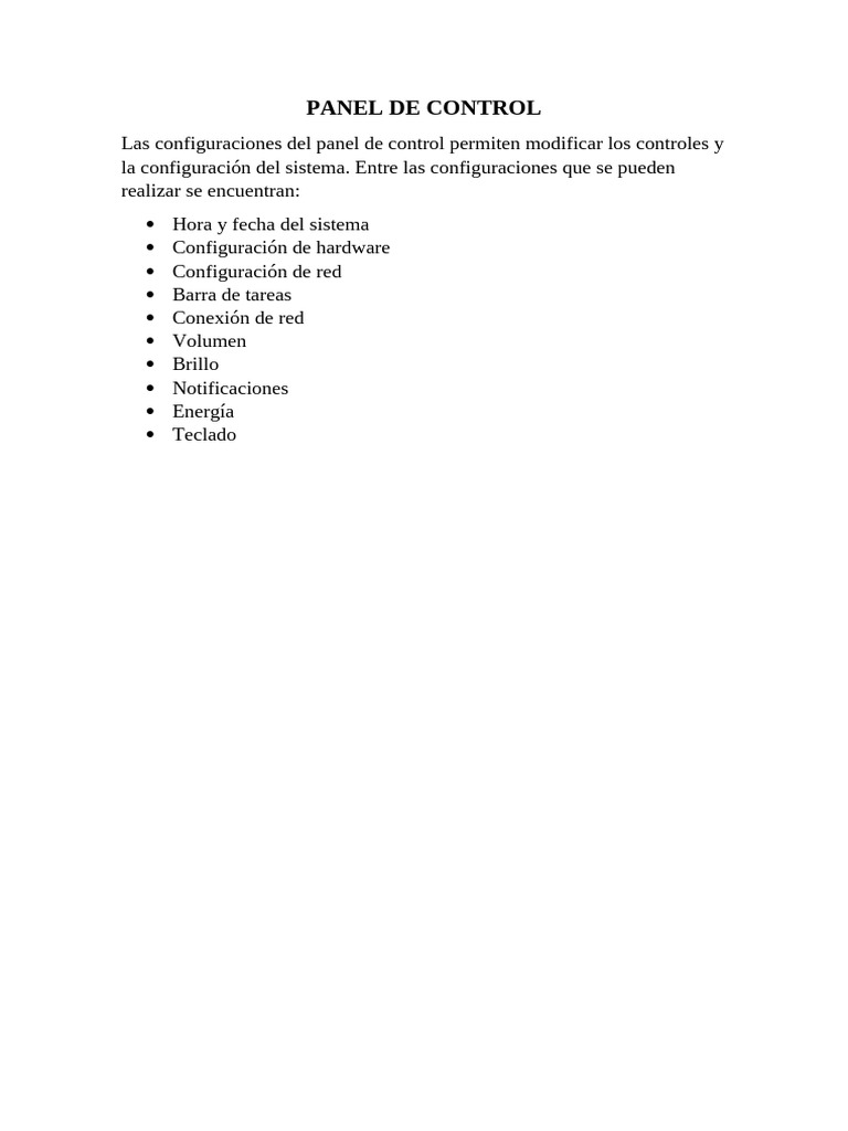 Panel de Control | PDF