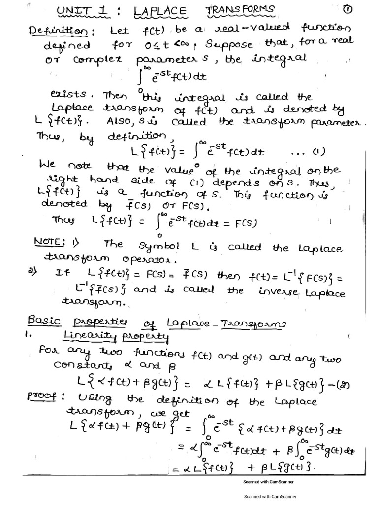 Laplace Transforms Unit 3 | PDF