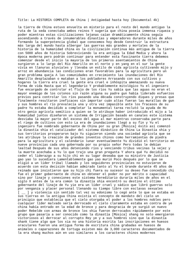 La Historia Completa de China Antig Edad Hasta Hoy Documental 4k | PDF | Confucio | China