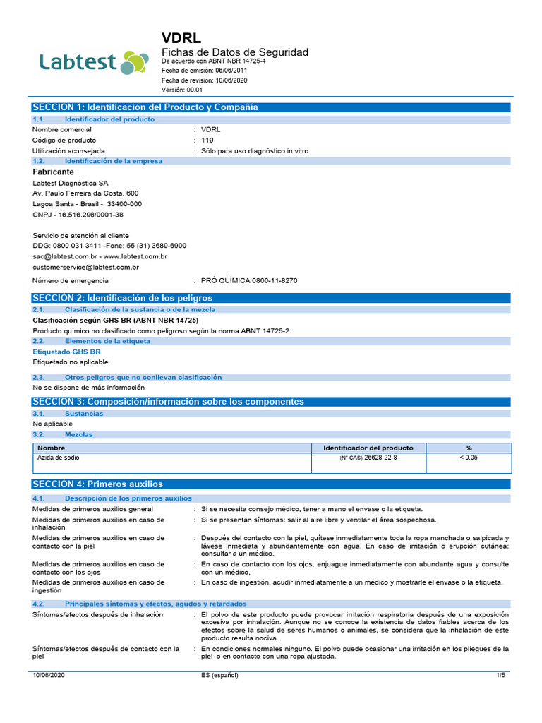 Fispq 119 01 Fispq 119 VDRL Ref. 119 - Es V01 | PDF