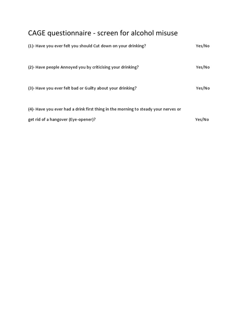 CAGE Questionnaire | PDF