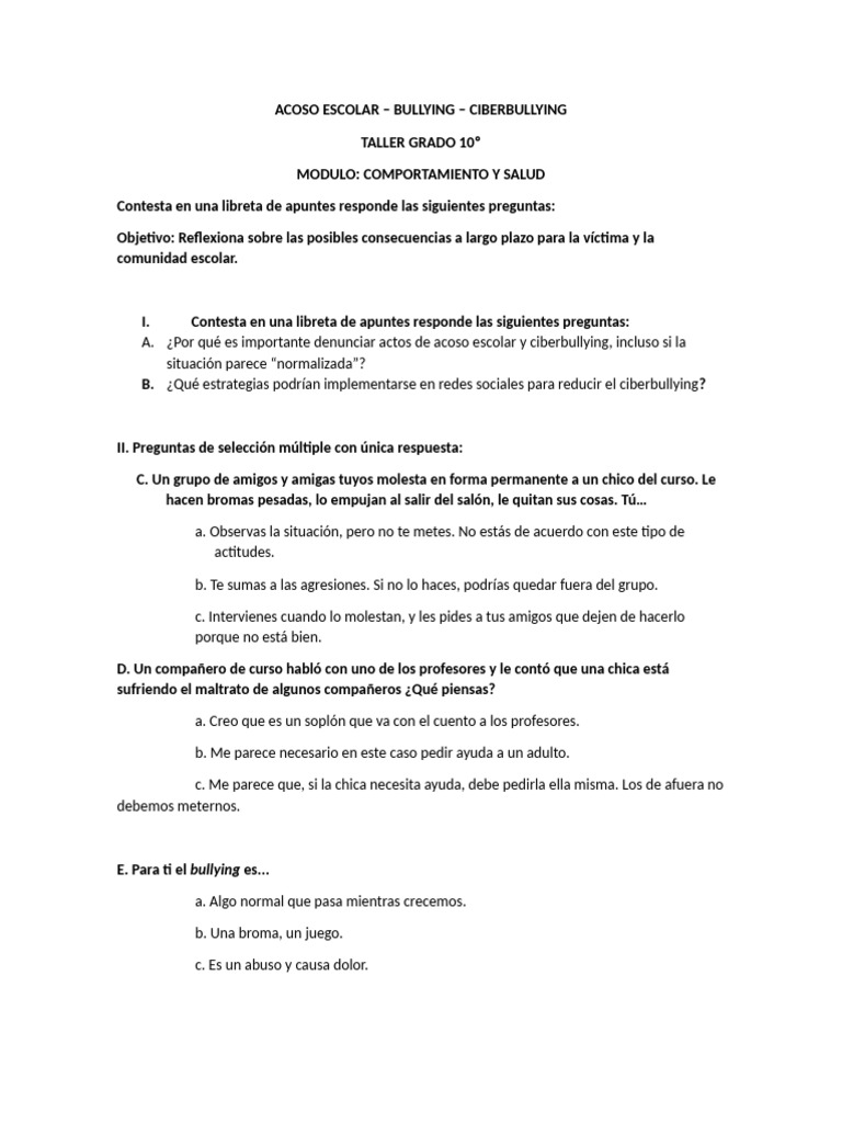 Prevención del Acoso Escolar y Ciberbullying | PDF | Acoso cibernético