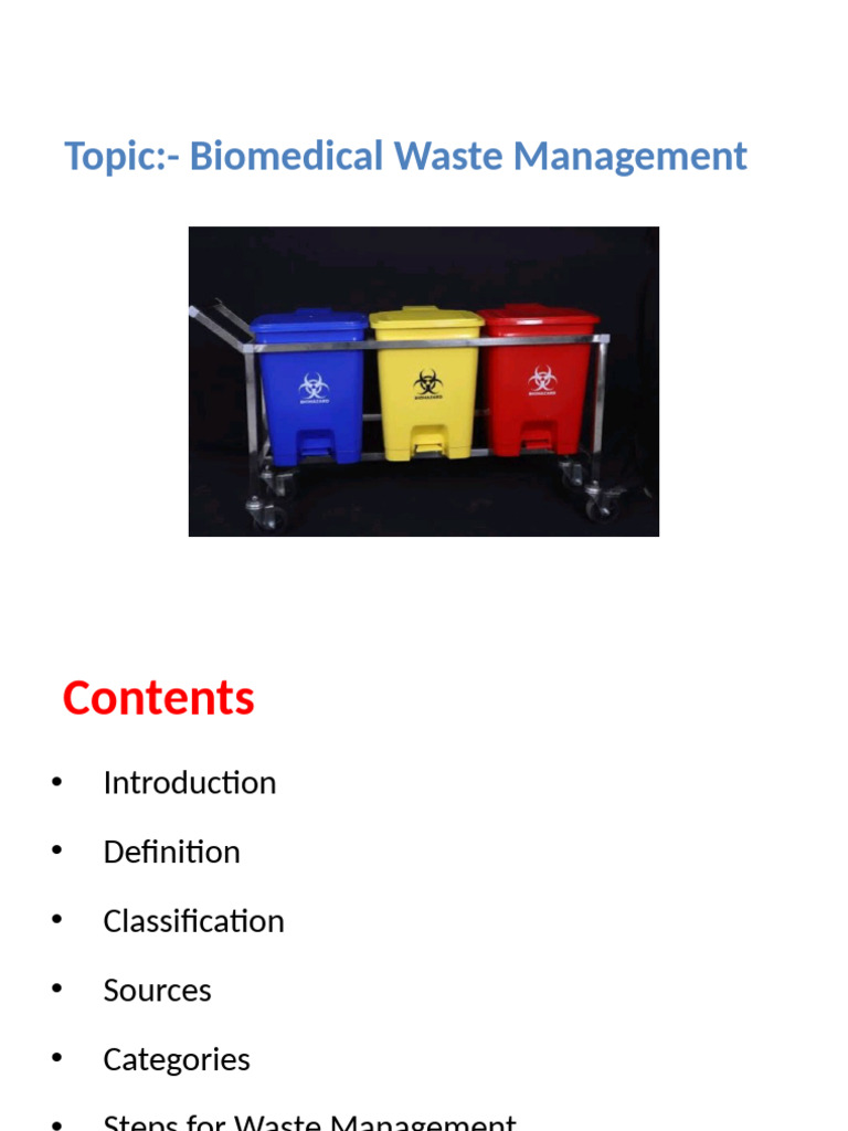 Biomedical Waste Management Overview | PDF | Waste | Pollution