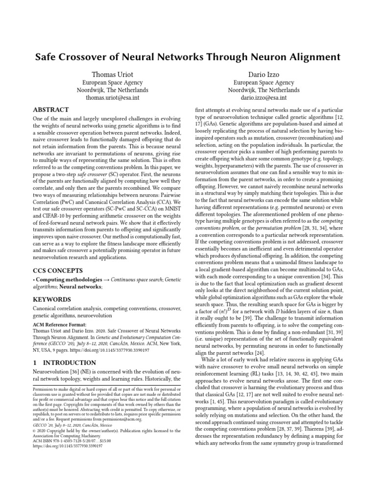 Safe Crossover of Neural | PDF | Mathematics | Mathematical Analysis